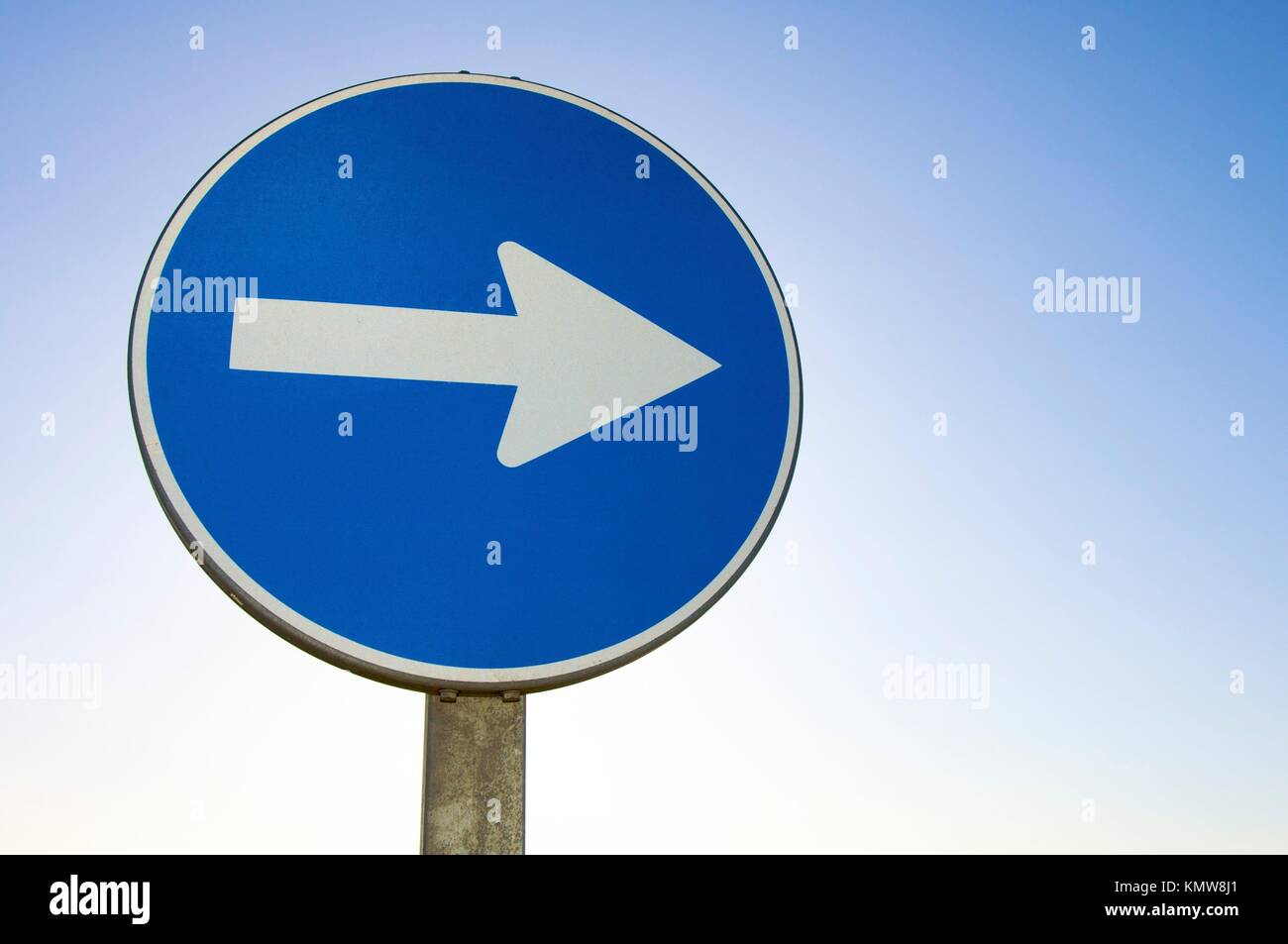 Road sign compulsory turn right hi-res stock photography and images - Alamy