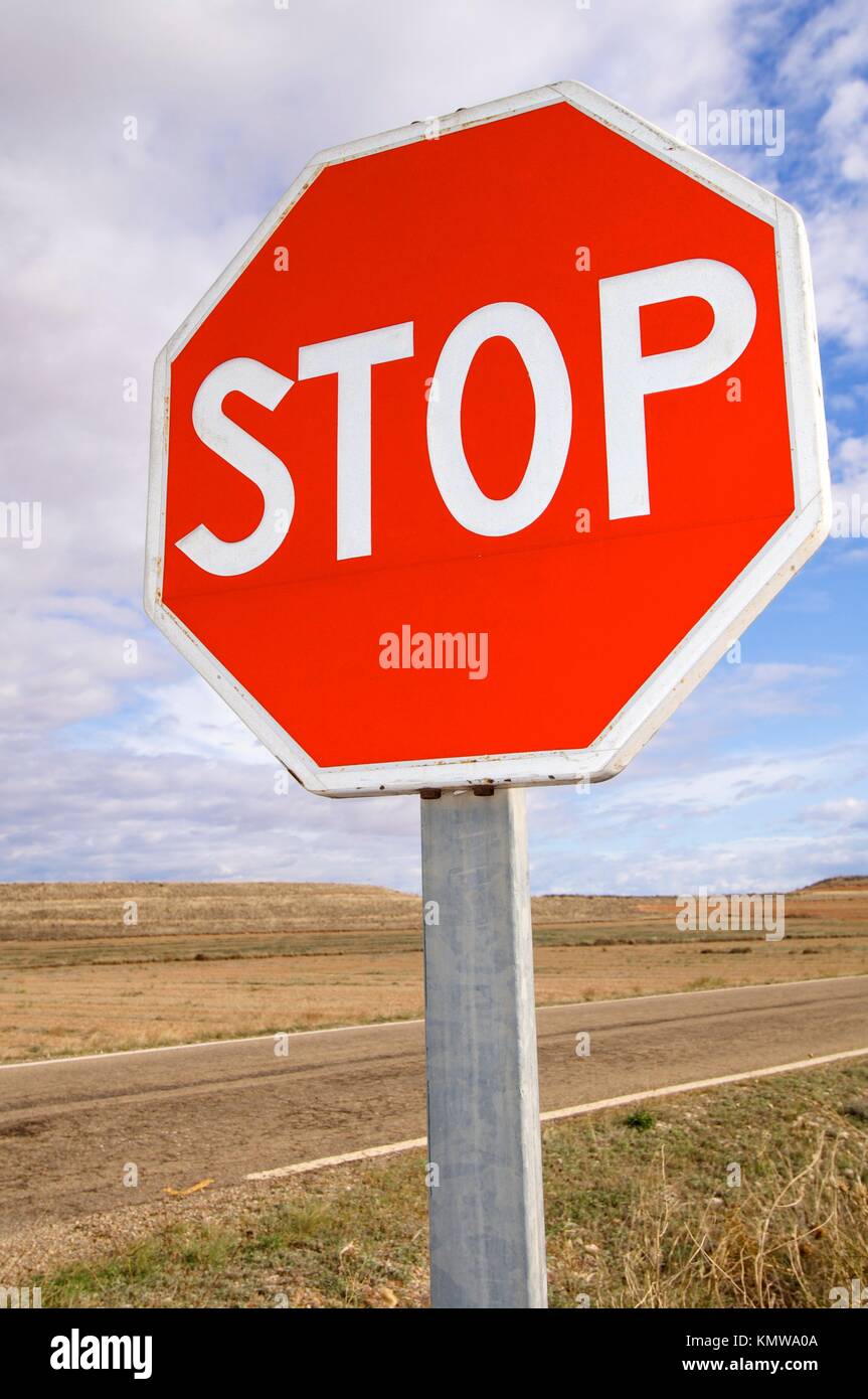 red stop signal with cloudy sky Stock Photo - Alamy