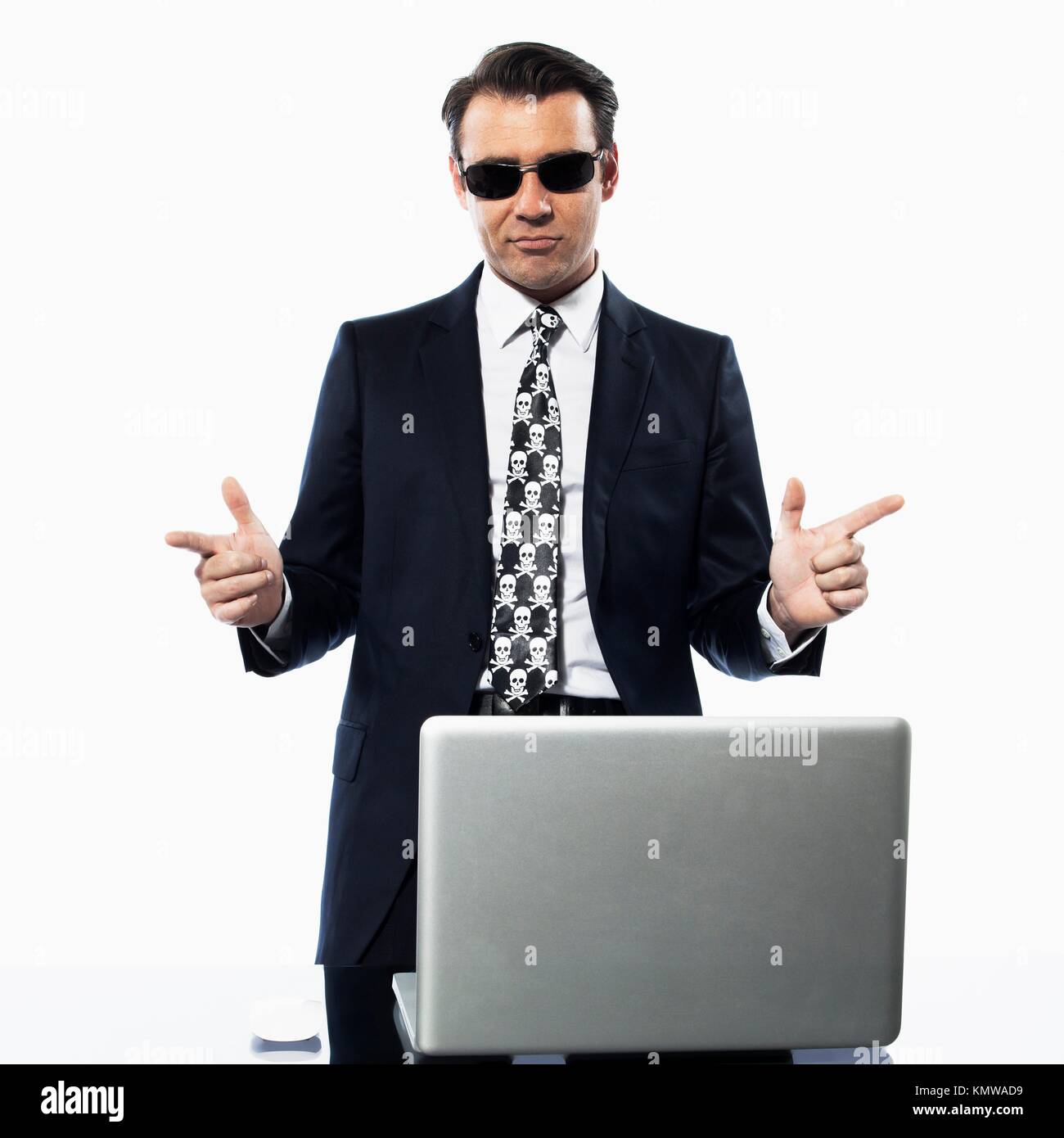 man computer pirate caucasian in studio isolated on white background ...