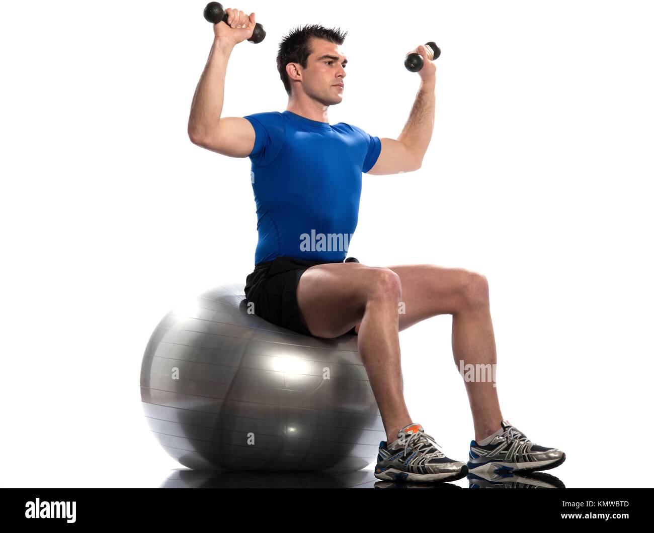 man seat on swiss ball Seated Swiss Ball Upward Shoulder Rotation Stock ...