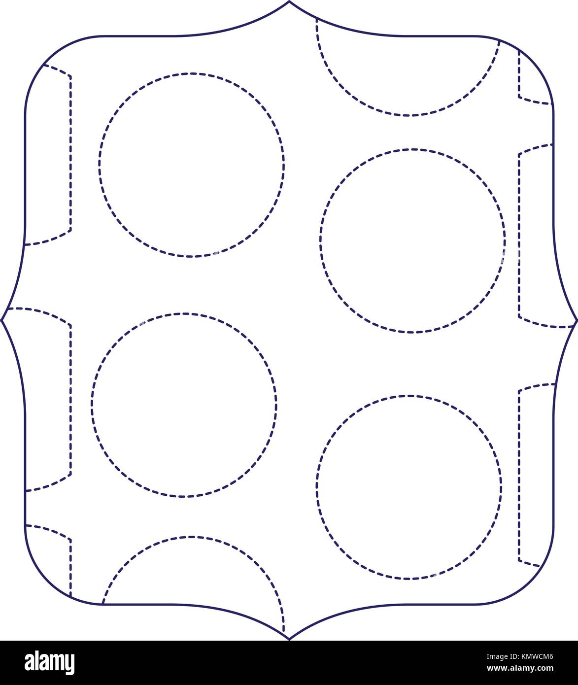 dotted shape quadrate with memphis geometric figure background Stock ...