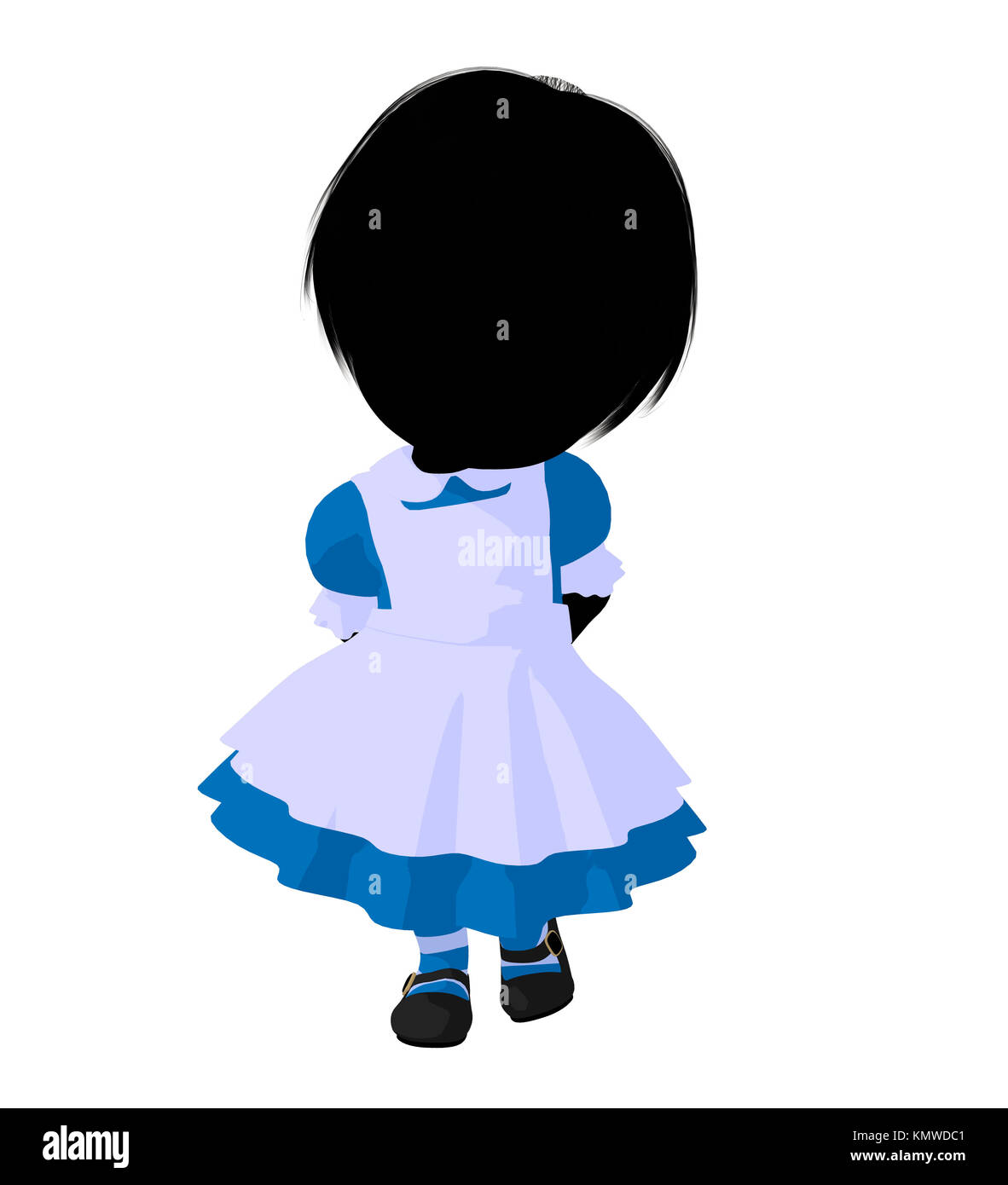 Little alice in wonderland illustration silhouette on a white ...