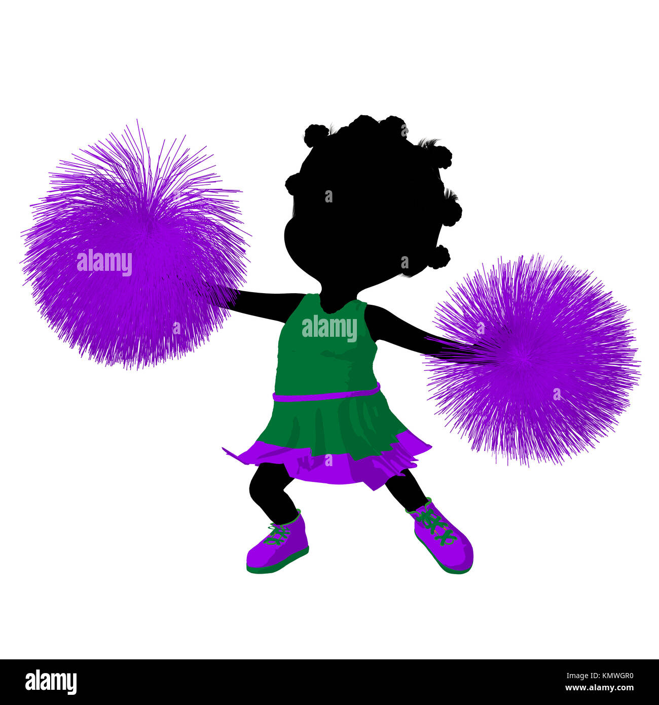 Little african american cheer girl on a white background Stock Photo ...