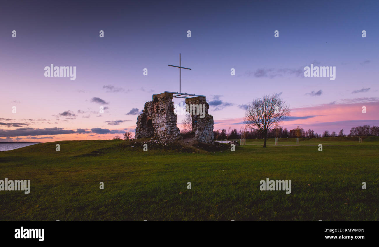 Old church ruins at sunset Stock Photo - Alamy