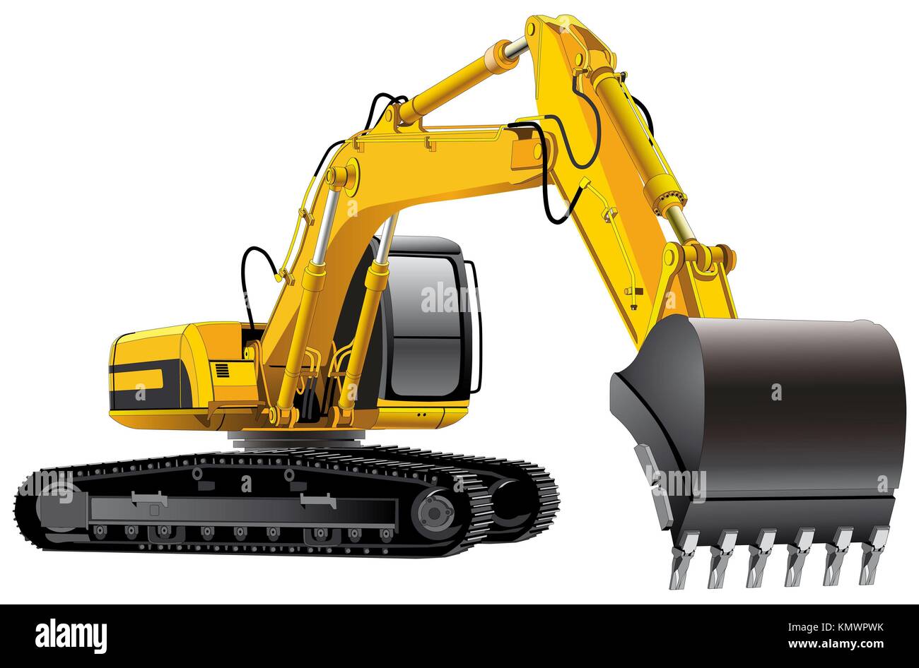 detailed vectorial image of excavator isolated on white background ...