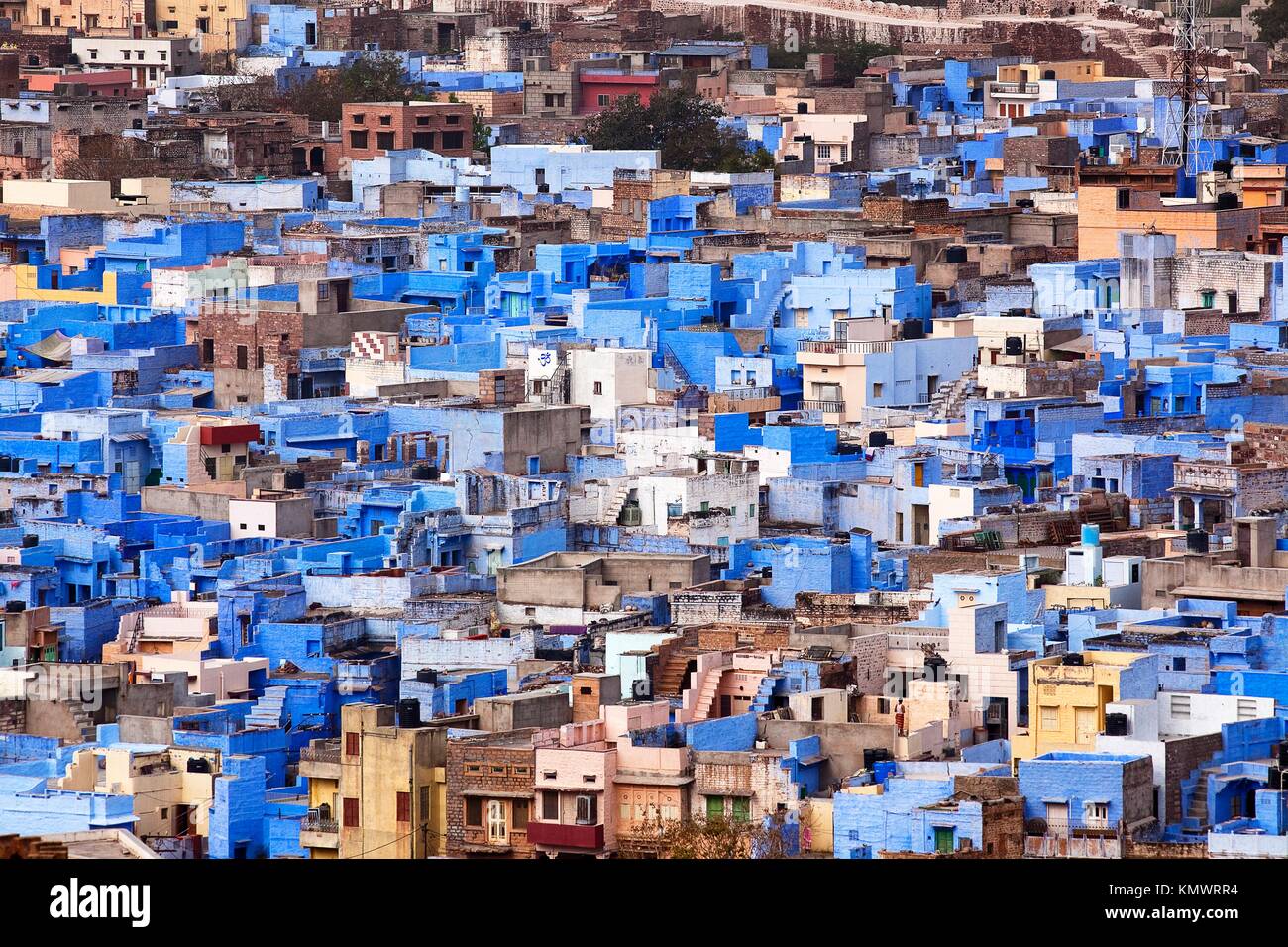 blue house in the beautiful city of jodhpur in rajasthan state in india ...