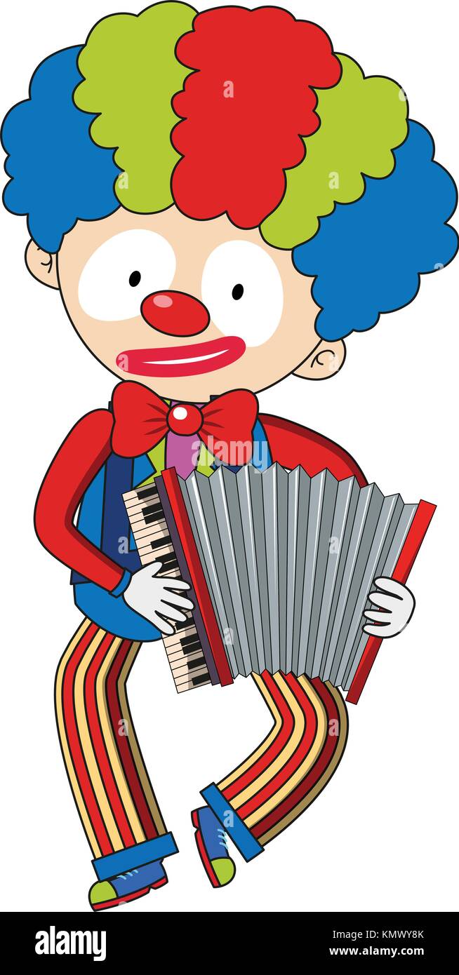 Happy clown playing accordion illustration Stock Vector Image & Art - Alamy