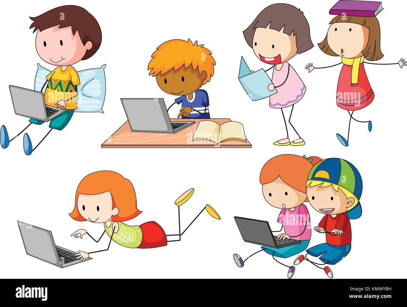 Clipart Children And Computer