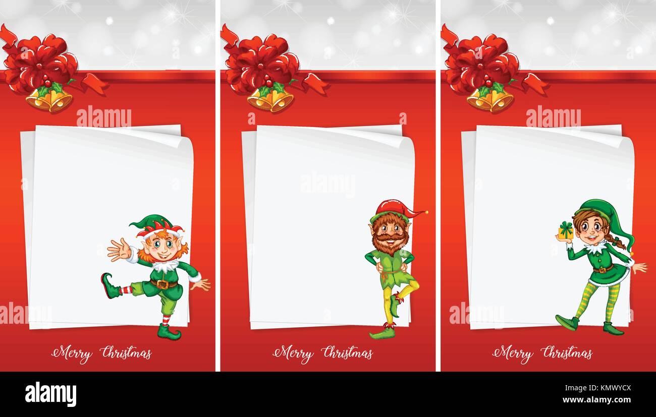 Christmas note template with elf illustration Stock Vector Image & Art ...