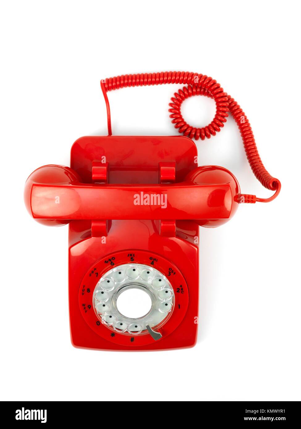 A rotary telephone hand set isolated against a white background Stock ...