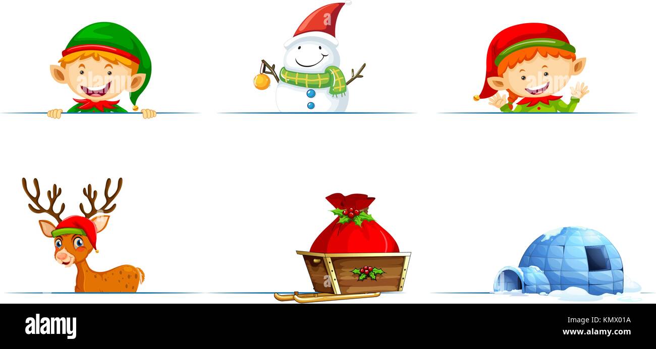Snowman and elf for christmas illustration Stock Vector Image & Art - Alamy