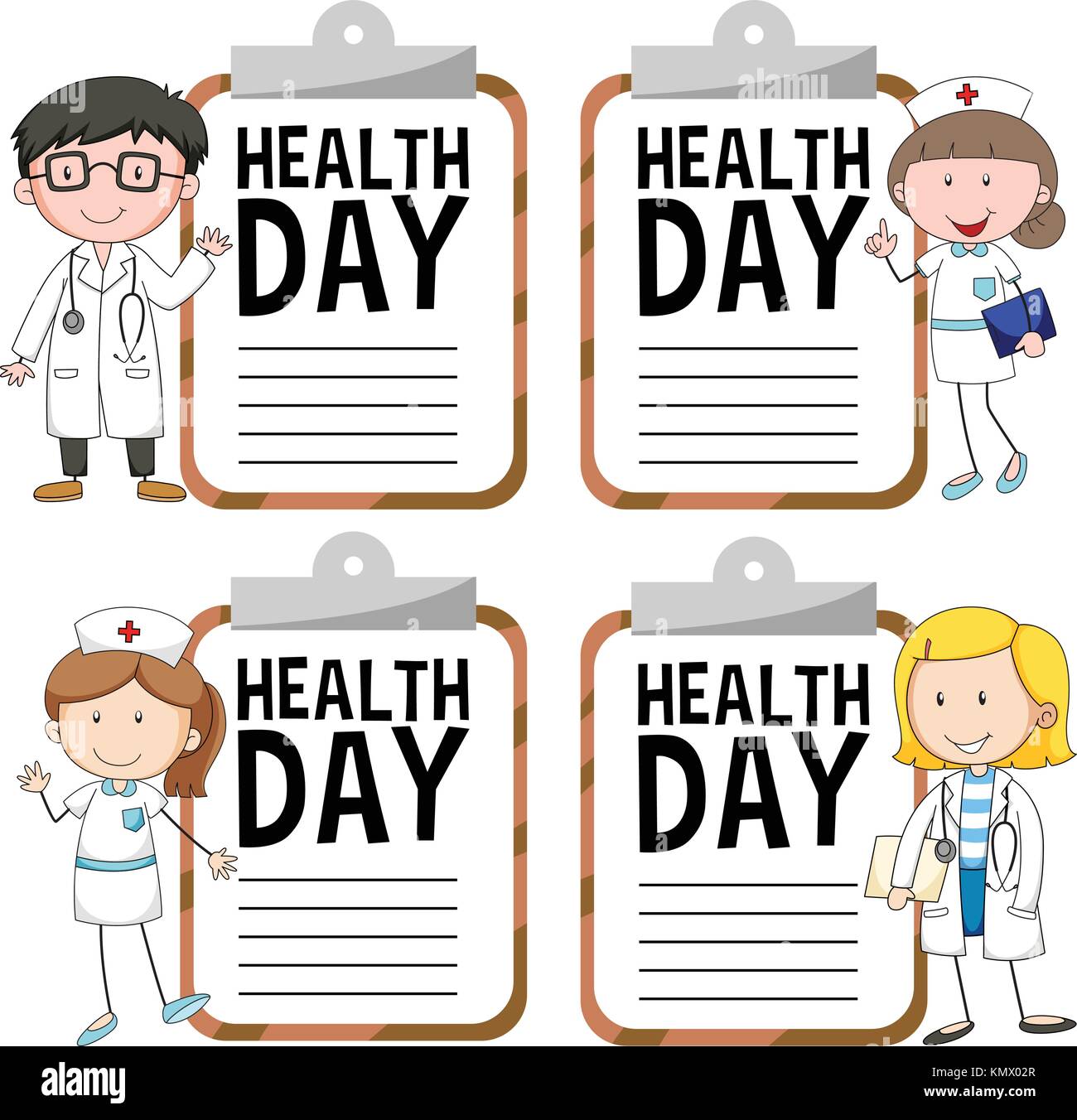 Health day logo with doctor and nurse illustration Stock Vector Image ...