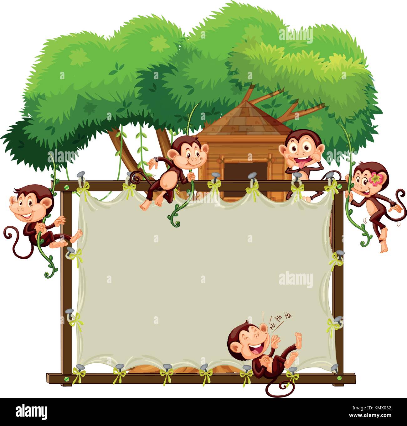 Border template with cute monkeys illustration Stock Vector Image & Art ...