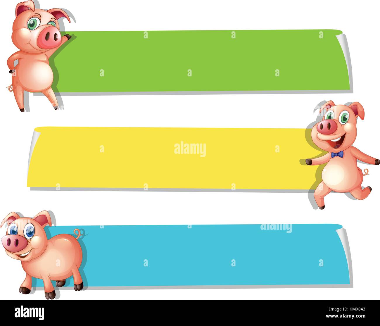 Banner templates with pink pigs illustration Stock Vector Image & Art ...