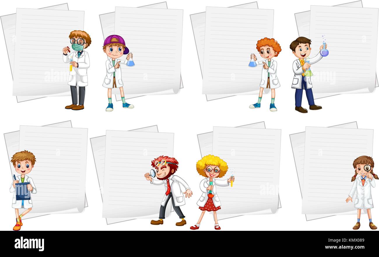 Paper template with scientists illustration Stock Vector Image & Art ...