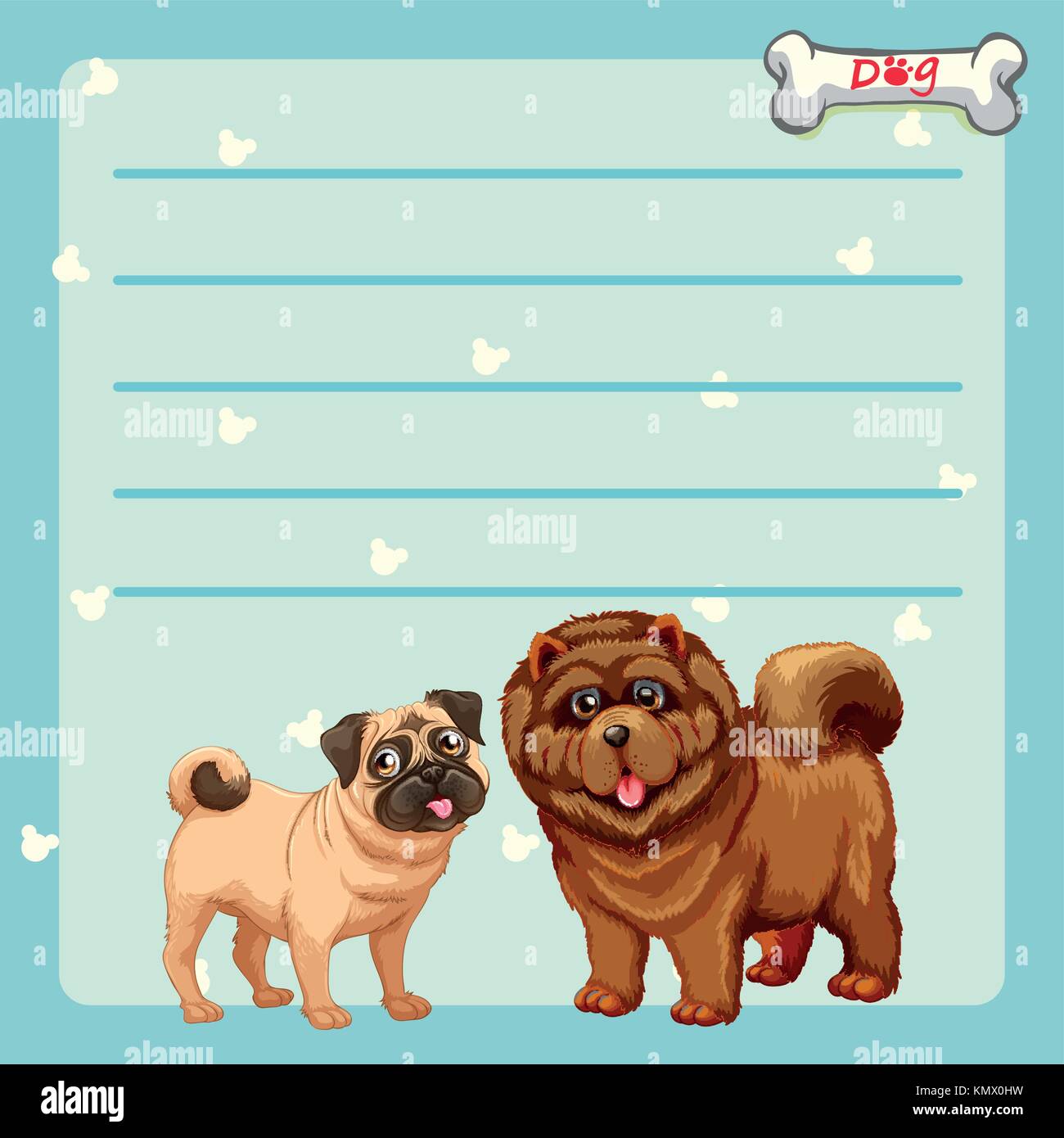 Paper design with two cute dogs illustration Stock Vector Image & Art ...