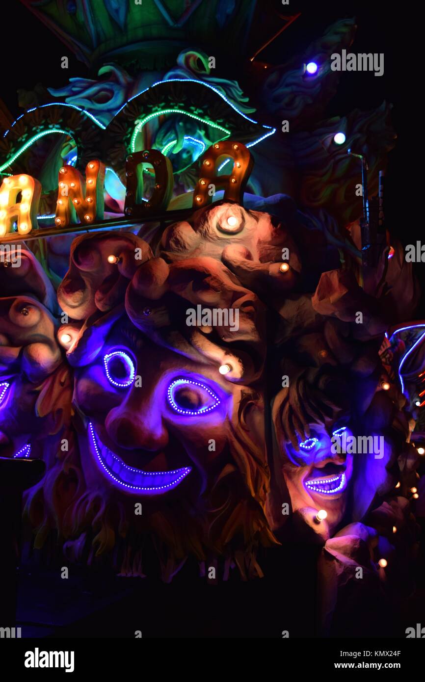 Scary Face on a float at Night Stock Photo - Alamy
