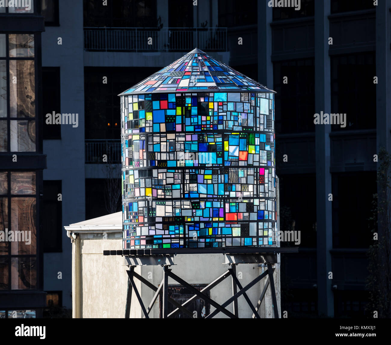 Colorful water tower in Brooklyn New York Stock Photo - Alamy