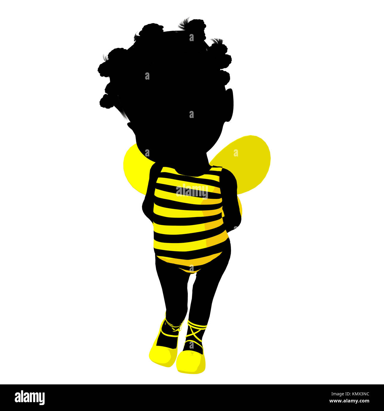 Little african american bumble bee girl on a white background Stock ...