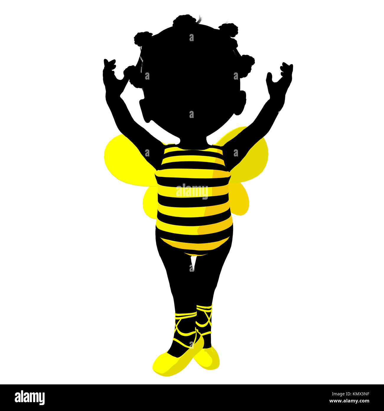 Little african american bumble bee girl on a white background Stock ...