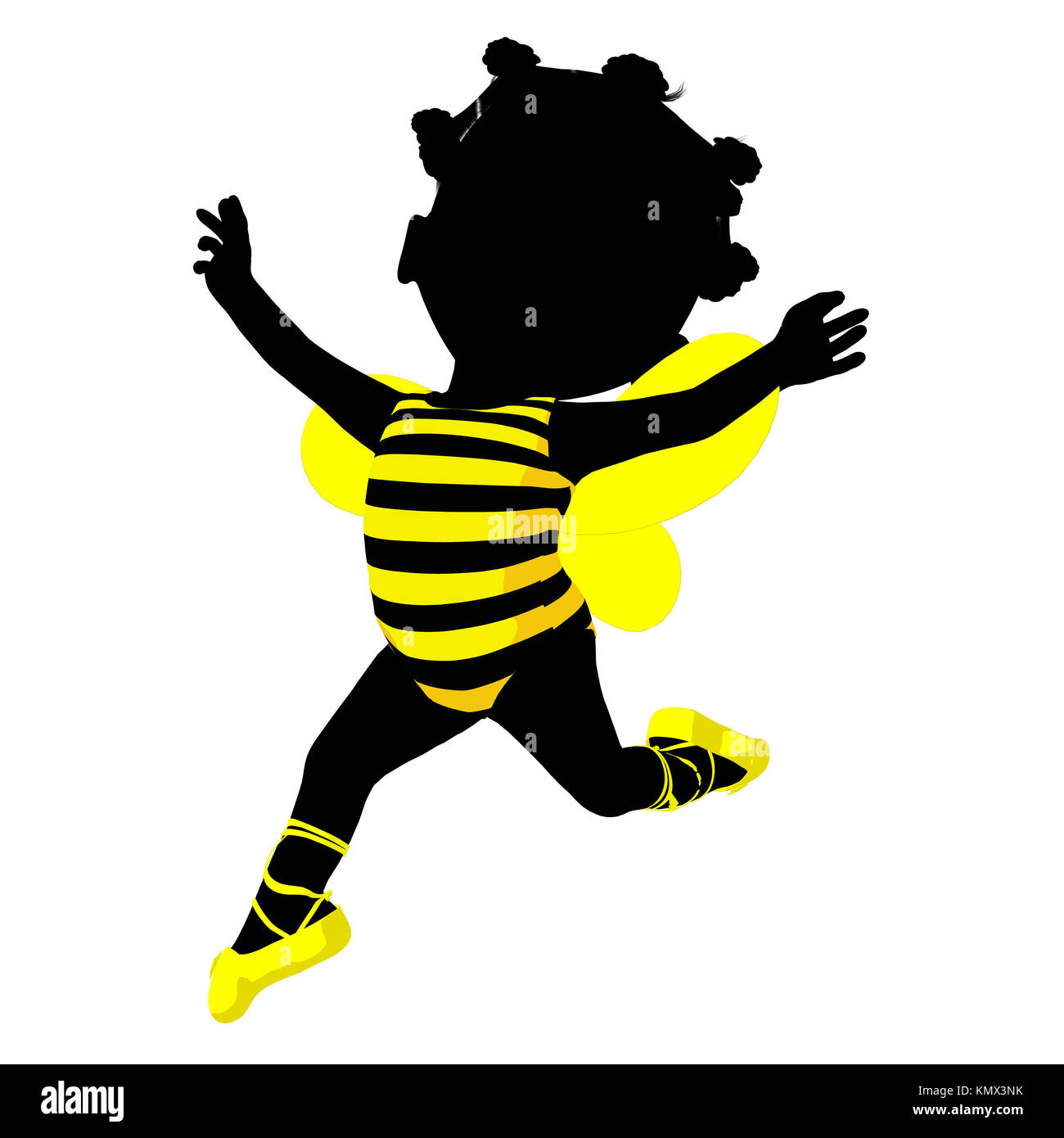 Little african american bumble bee girl on a white background Stock ...