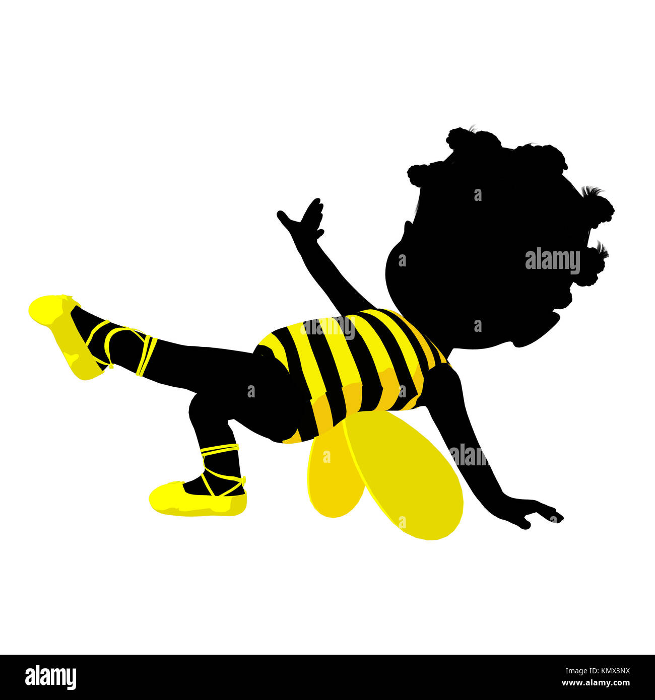 Little african american bumble bee girl on a white background Stock ...