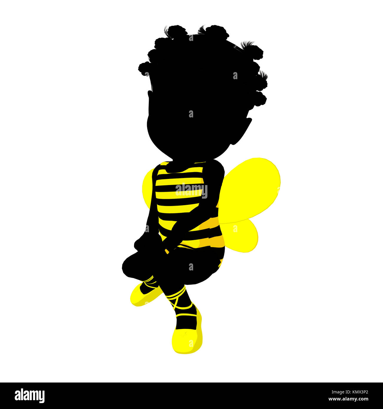 Little african american bumble bee girl on a white background Stock ...