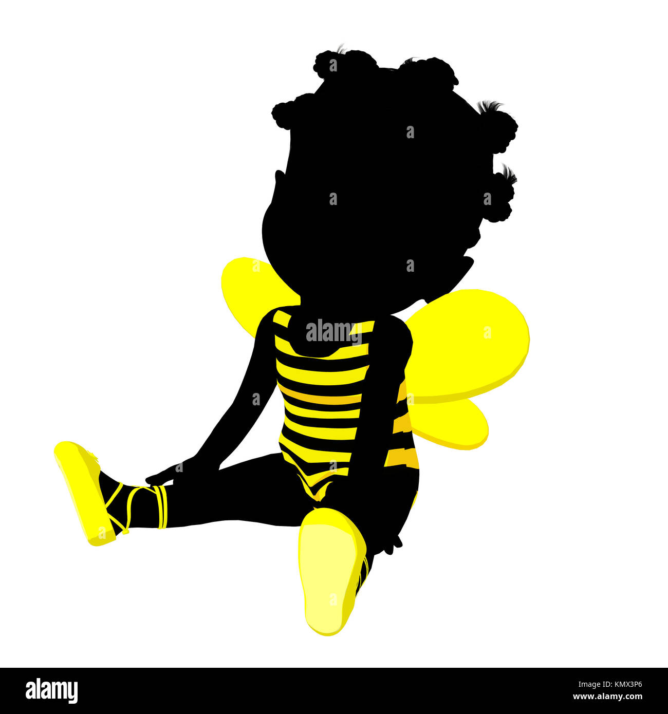 Little african american bumble bee girl on a white background Stock ...