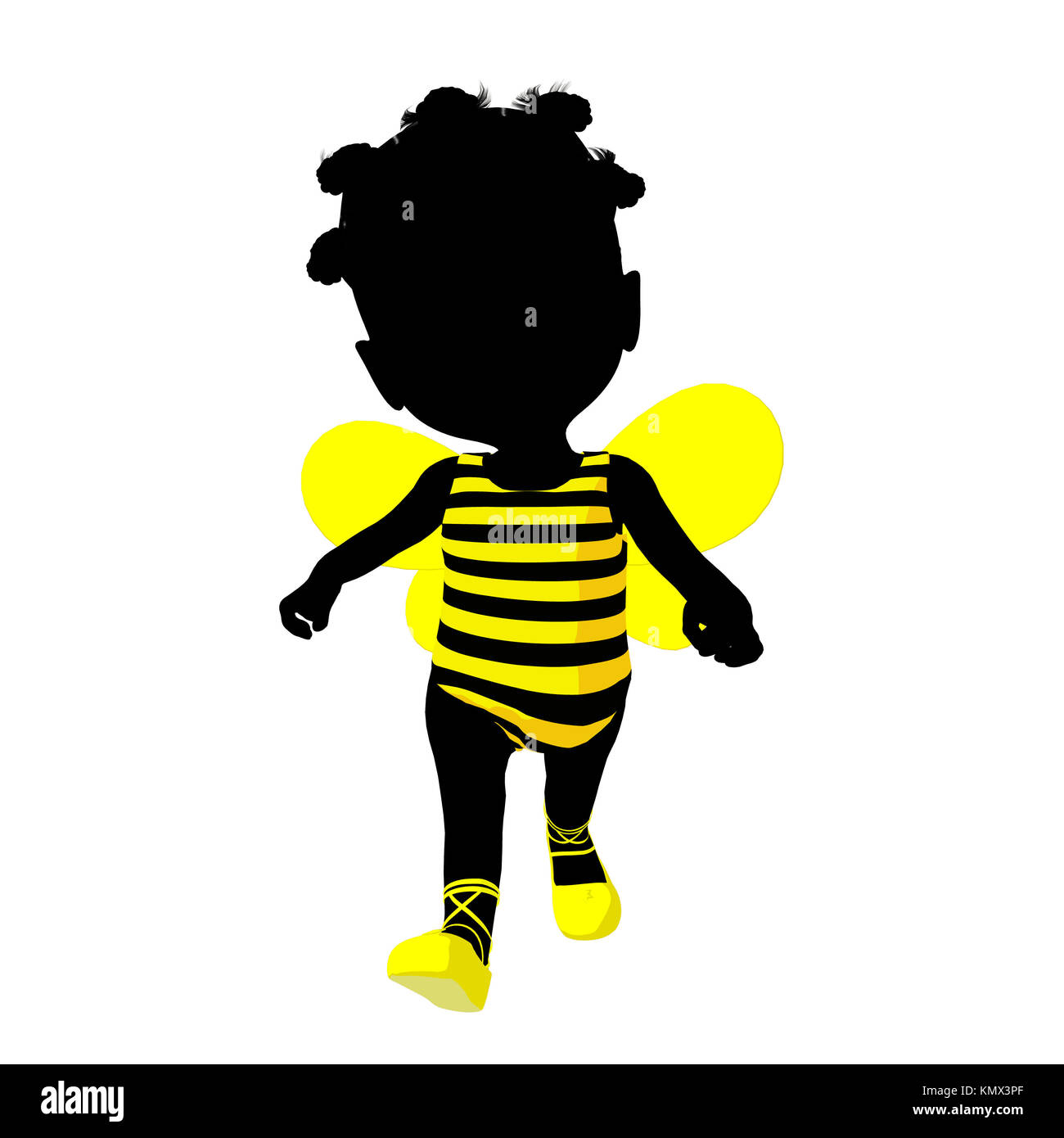 Little african american bumble bee girl on a white background Stock ...