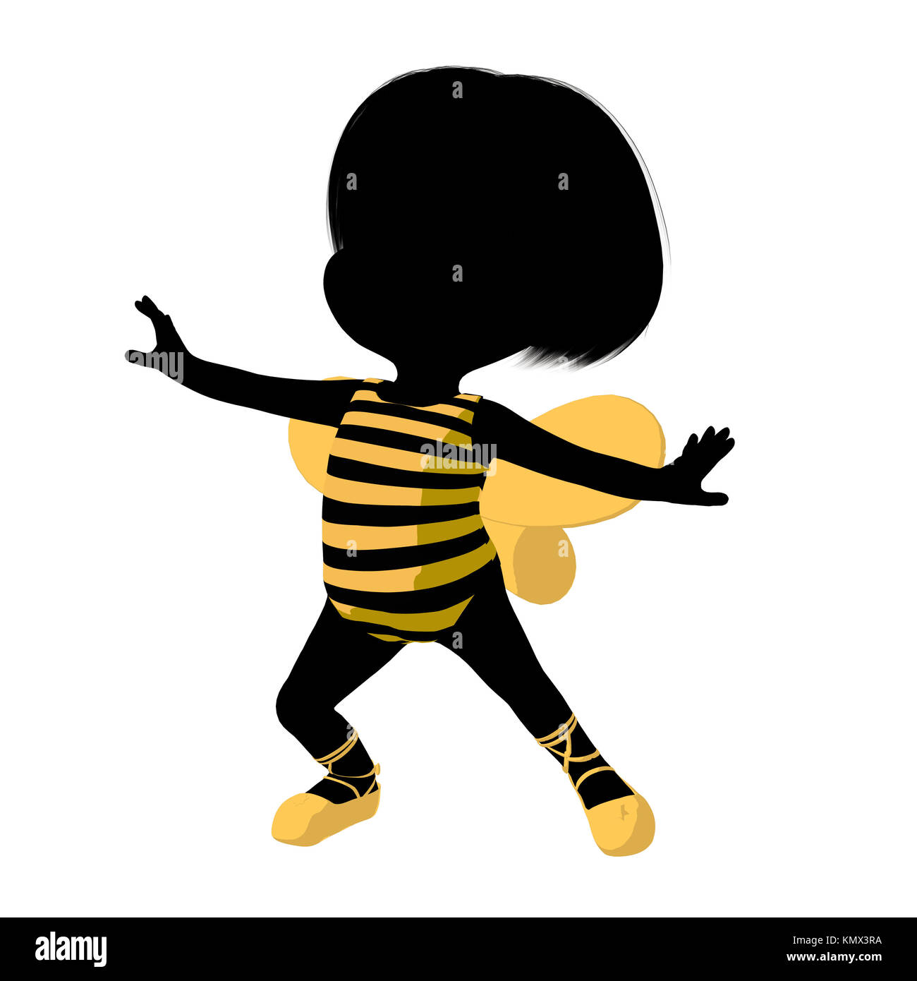 Little bumble bee girl on a white background Stock Photo - Alamy