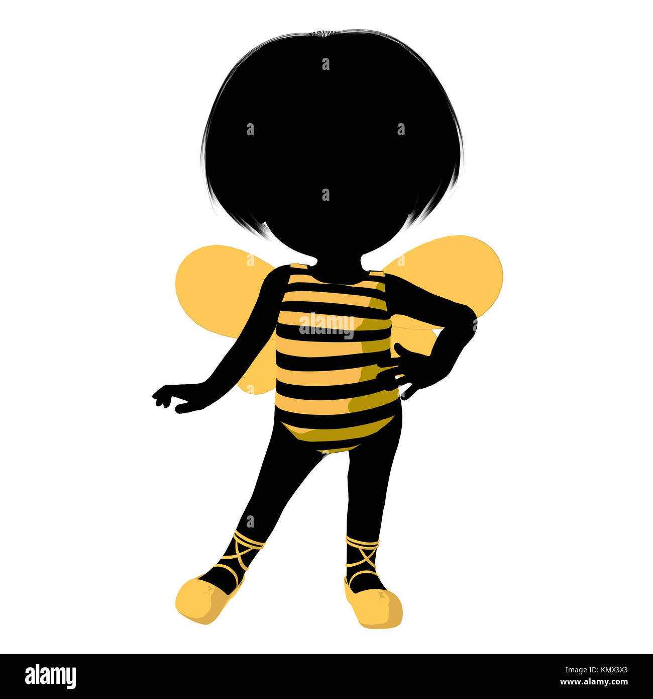 Little bumble bee girl on a white background Stock Photo - Alamy