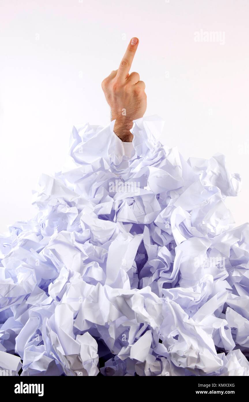 Businessman overwhelmed by the paper to use sign language began at his ...