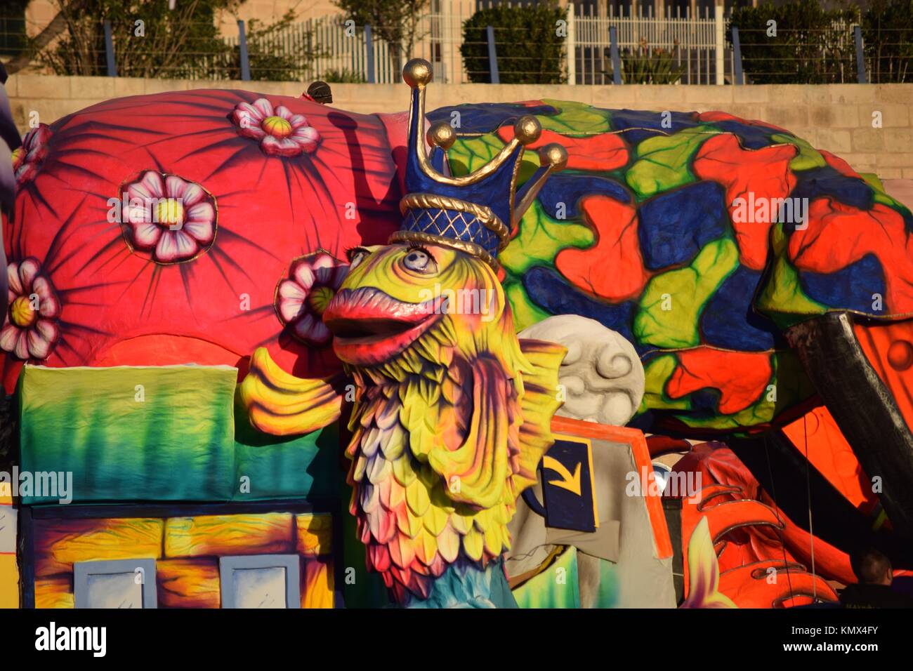 Fish with crown on carnival float Stock Photo - Alamy