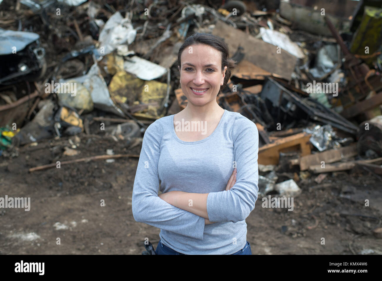 female worker waste and trash Stock Photo - Alamy