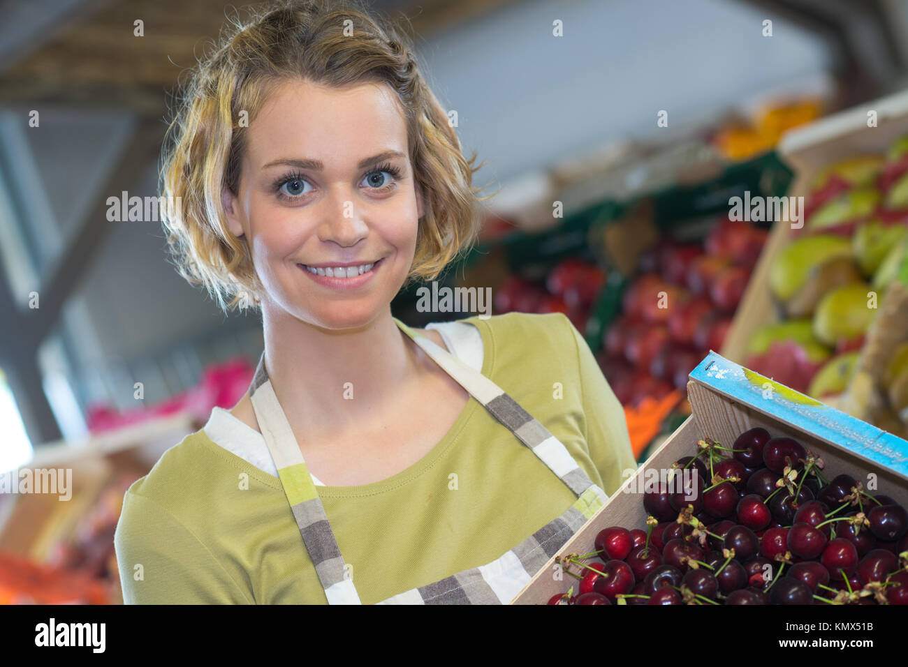 woman selling cherries Stock Photo - Alamy