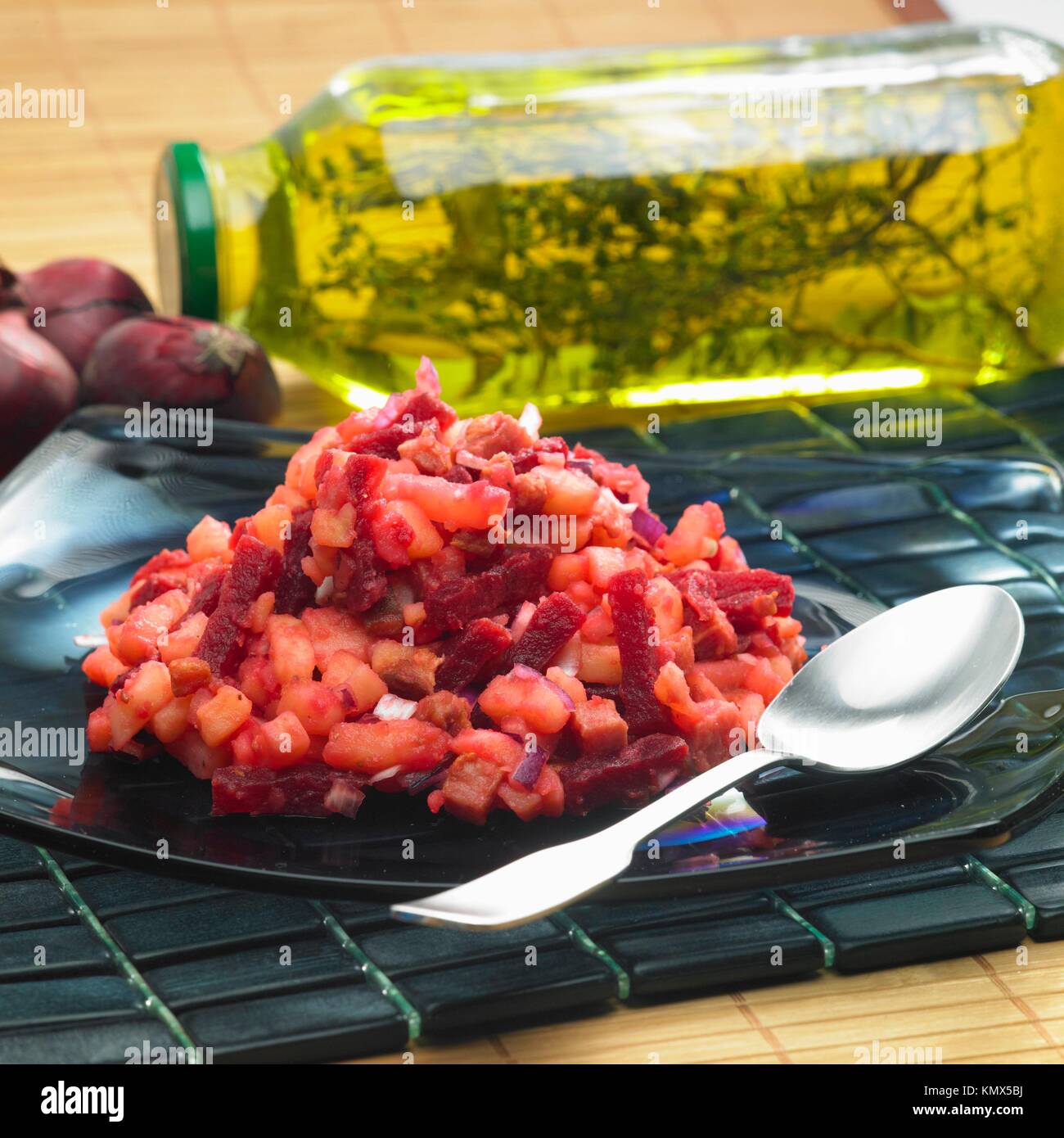 potato salad with red beet Stock Photo - Alamy