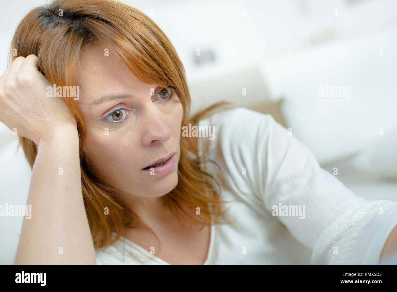 emotional facial expression wide eyed woman surprised Stock Photo - Alamy