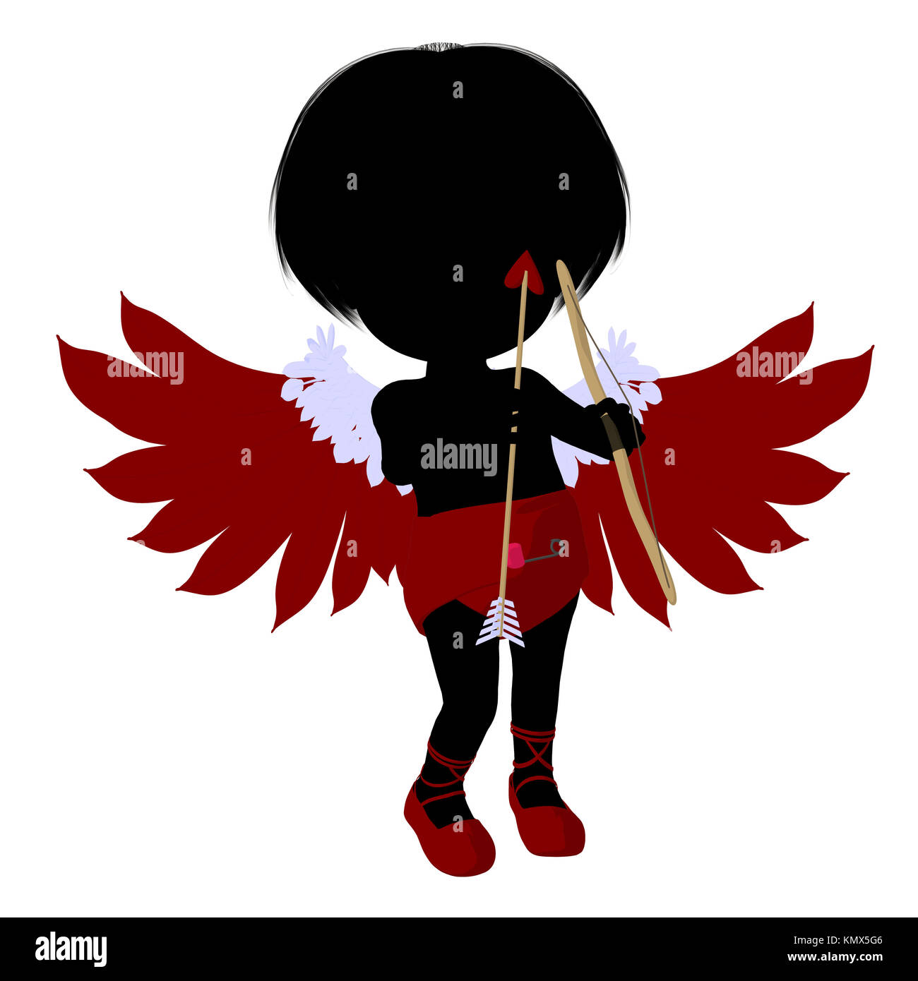 Little cupid girl on a white background Stock Photo - Alamy