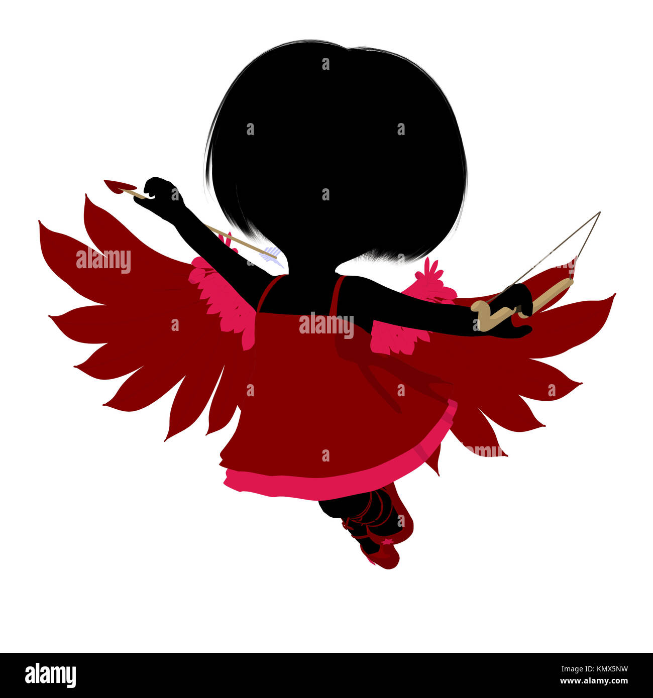 Little cupid girl on a white background Stock Photo - Alamy