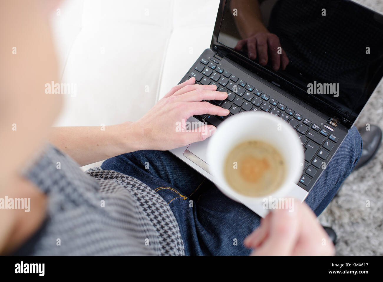 man typing on laptop keyboard Stock Photo - Alamy