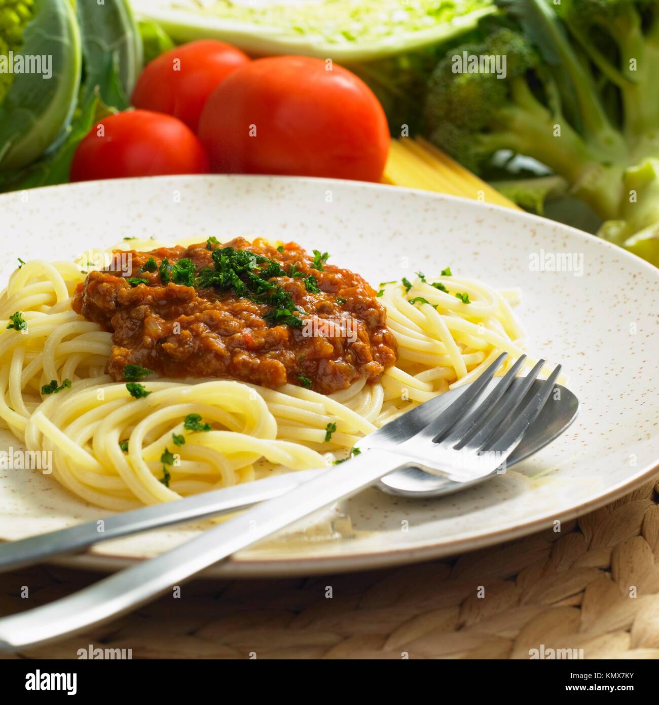 spaghetti with minced meat Stock Photo - Alamy