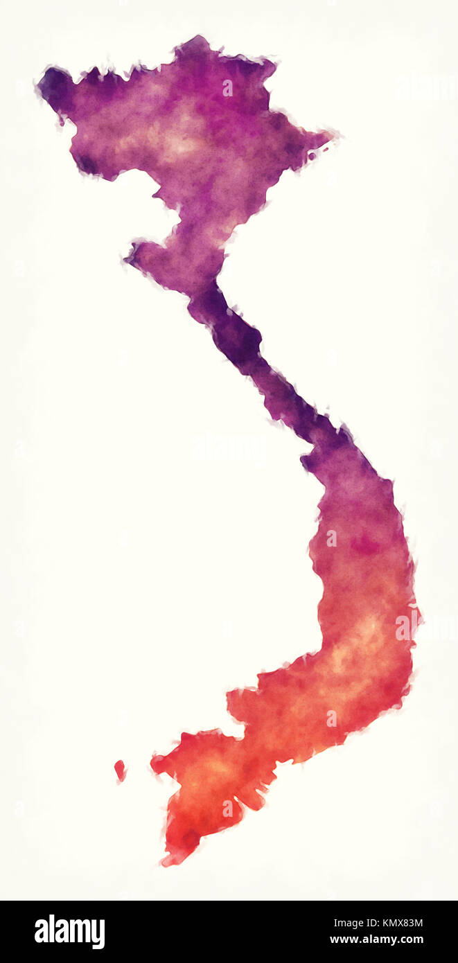 Vietnam watercolor map in front of a white background Stock Photo - Alamy