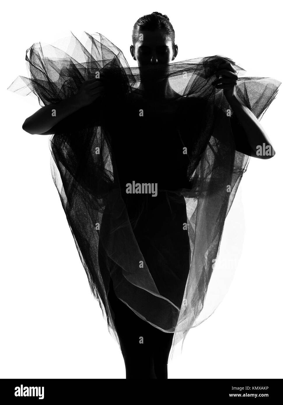 beautiful caucasian tall woman ballet dancer full length on studio ...