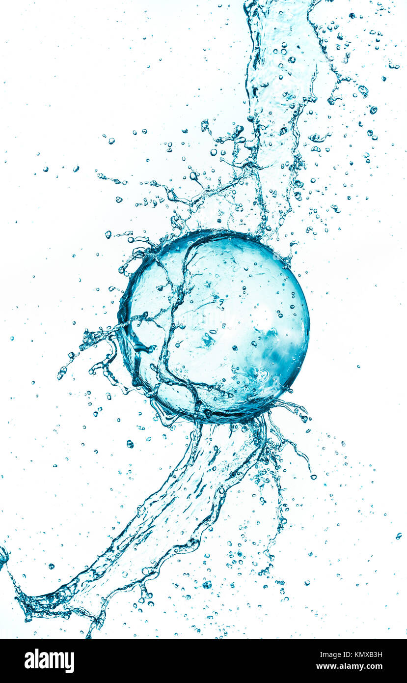Abstract water ball splash isolated on white background Stock Photo - Alamy