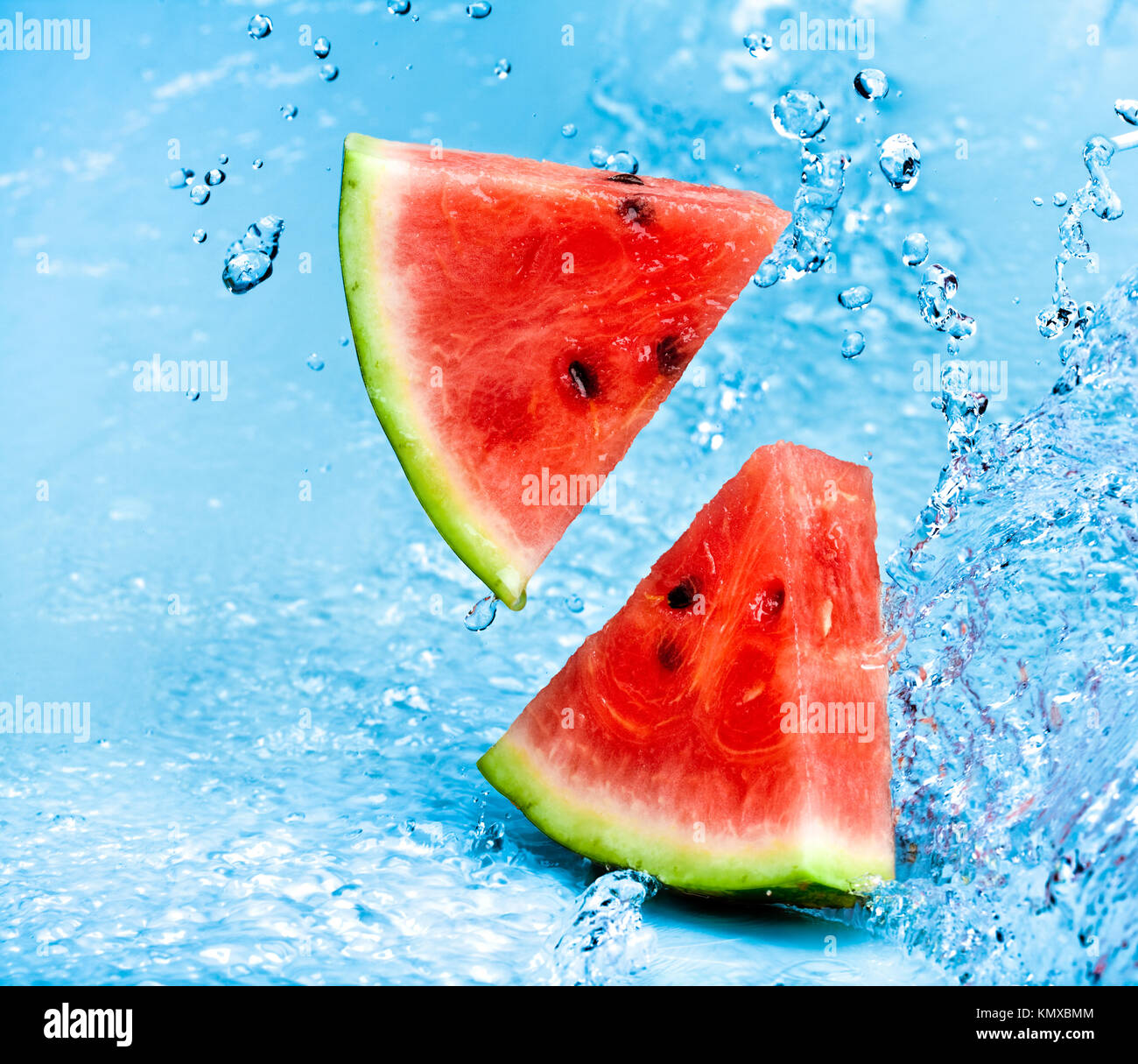 fresh water splash on red watermelon Stock Photo - Alamy
