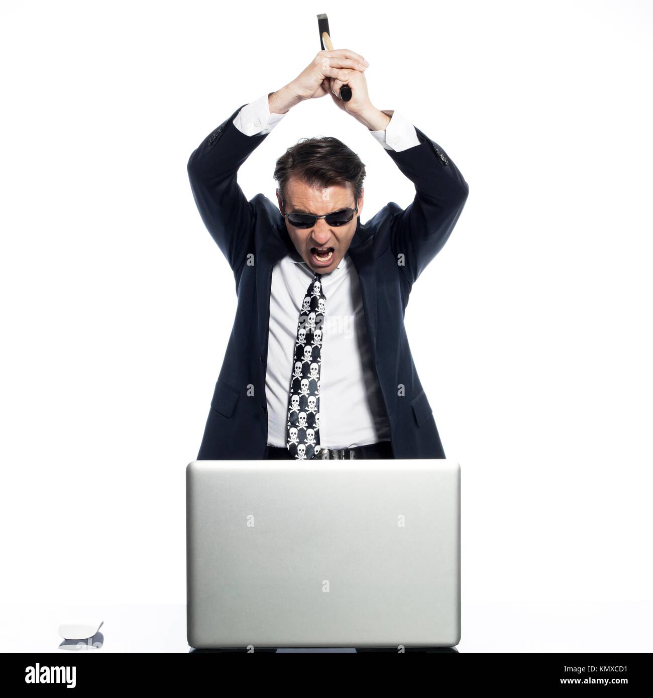 man computer pirate caucasian in studio isolated on white background ...