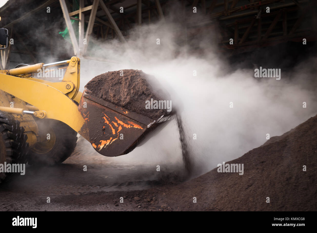 Industrial compost made from composted vegetables and animal manure in ...