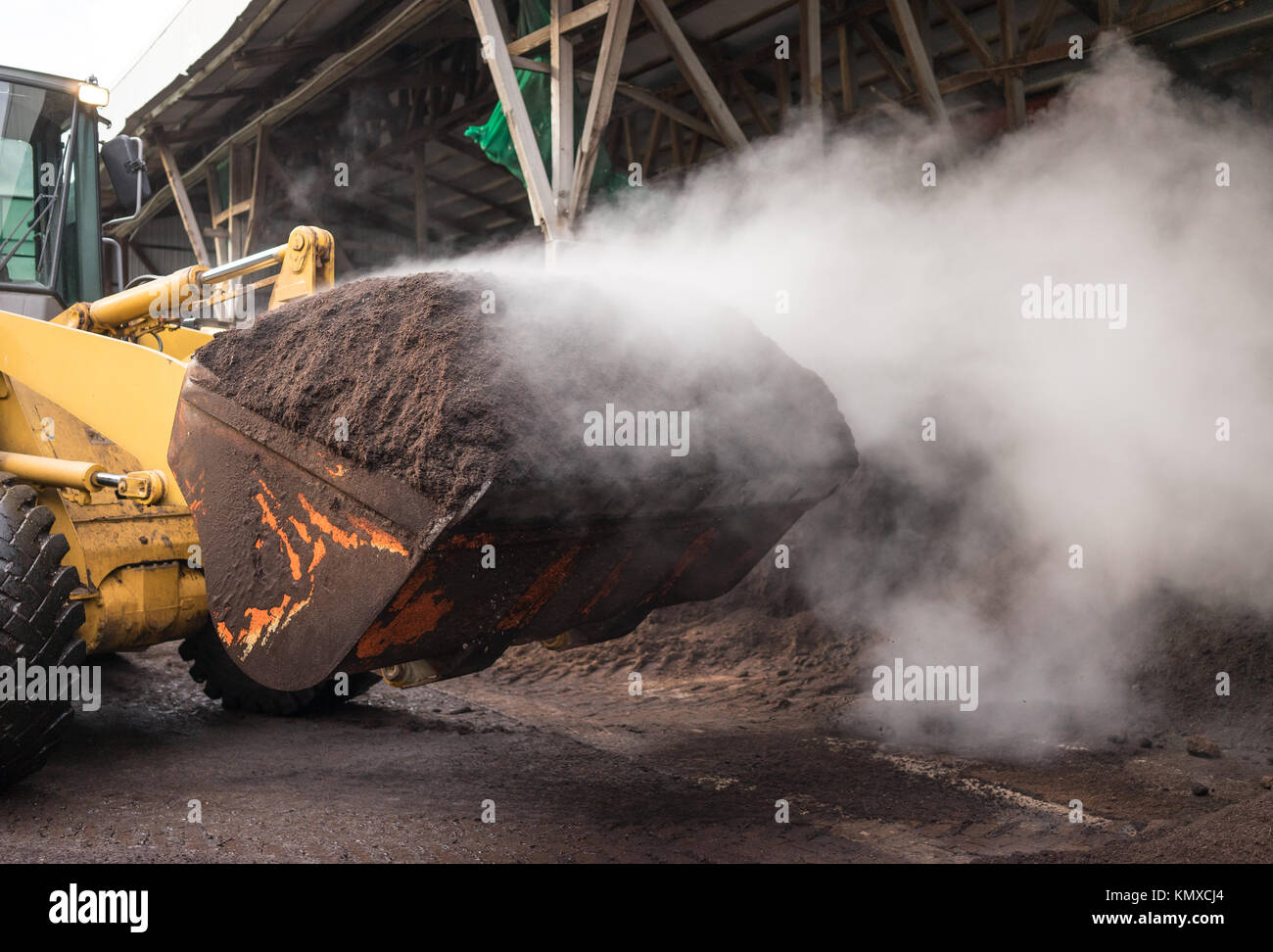 Industrial compost made from composted vegetables and animal manure in ...