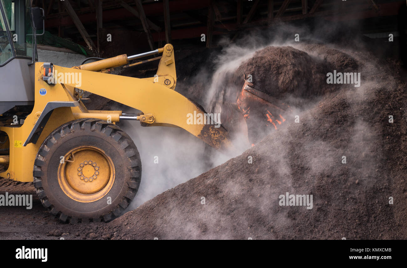 Industrial compost made from composted vegetables and animal manure in ...