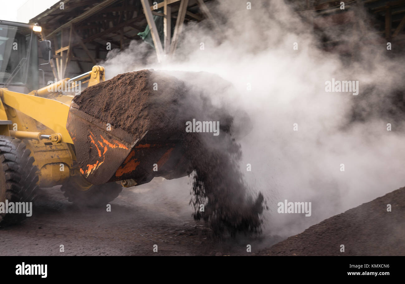Industrial compost made from composted vegetables and animal manure in ...